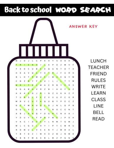Back to School Early Finisher Activities Packet Word Search |First Day ...