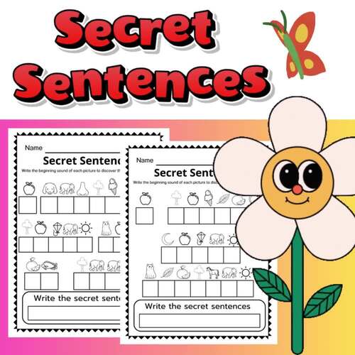 Secret Sentences Worksheets - CVC and Sight Words - BUNDLE (About Job)
