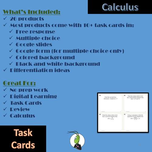 Calculus Task Card Bundle | Derivatives | Integrals | Unit Circle | Google