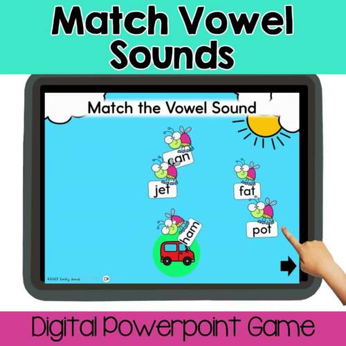 Phonics Games: Match the Short Vowel Digital Bug Game by Emily Ames