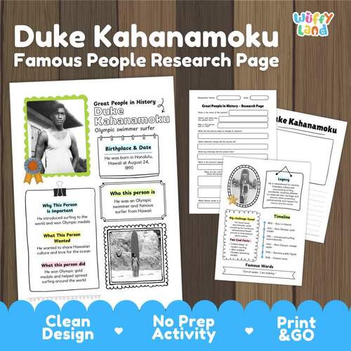 Duke Kahanamoku Biography and Writing Activity | Asian Pacific American ...