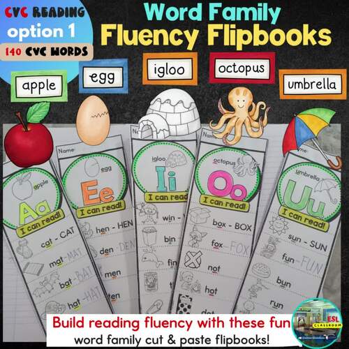 CVC Flipbooks | Short Vowel Word Families & Envelope Sorting Activity