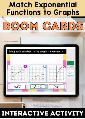 Match Exponential Functions to Graphs | Boom Cards™ by Math and Glitter