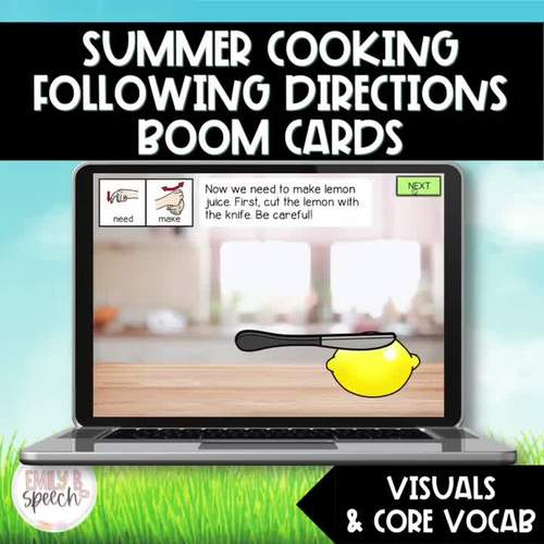 Summer Cooking Following Directions Boom Cards | Visual Supports | Language