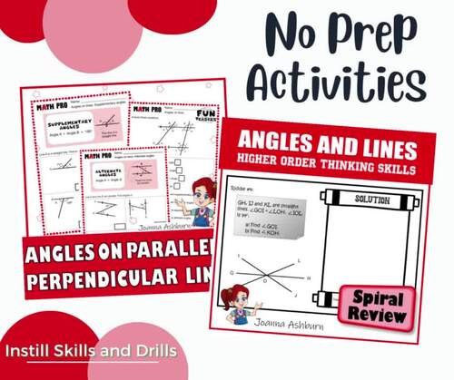 Missing Angles on Lines Guided Practice, Review & Video Link BUNDLE