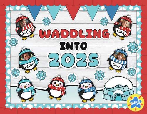 Penguin Waddling into Winter, New Year, January Bulletin Board Kit ...