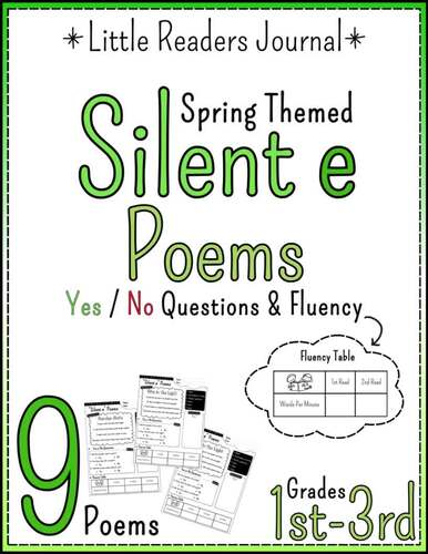 No Prep Spring Poetry Silent e Poems With Yes / No Comprehension Questions