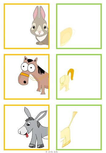 Matching Cards Half Halves PreK Autism Therapy ANIMALS by Words Aside