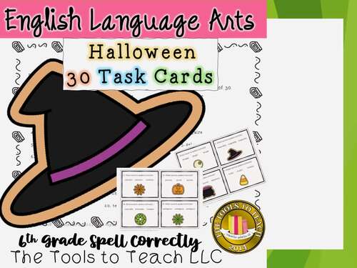 Halloween Cookie 30 Spell Correctly Task Cards 6th Grade No Prep
