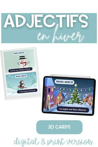 Adjectifs Hiver | French Adjectives Winter Theme BOOM CARDS & Printable