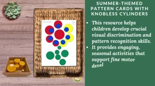 Knobless Cylinder Extension Cards - Summer Patterns - Fine Motor Activities