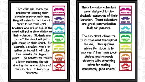 Behavior Calendar and Clip Chart: I Mustache You About Your Behavior