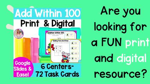 1st Grade Math Centers | 36 Centers | Digital and Print | 1.NBT.1-1.NBT.6