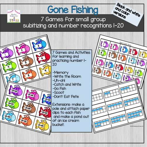 Numbers 1-20 Number Sense, Subitizing- 7 games for PreK, Kindergarten