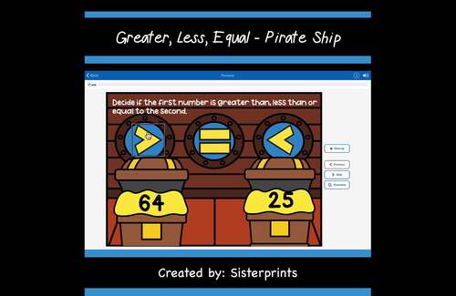 Greater, Less, Equal - Pirate Ship by Sister Prints | TPT