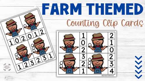 Farm Counting Clip Card Activity (Vertical and Horizontal) | TPT