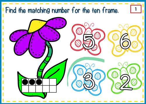 Butterfly Numbers, Number Words & Ten Frames BOOM & Task Cards Match Game