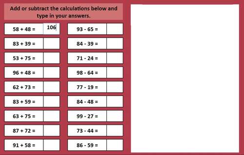 Mystery Digital Pixel Art NO PREP - Snake 2-digit Addition and Subtraction