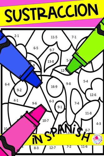 Spanish Color by Code OCEAN Color by Number Subtraction to 10 20 ...