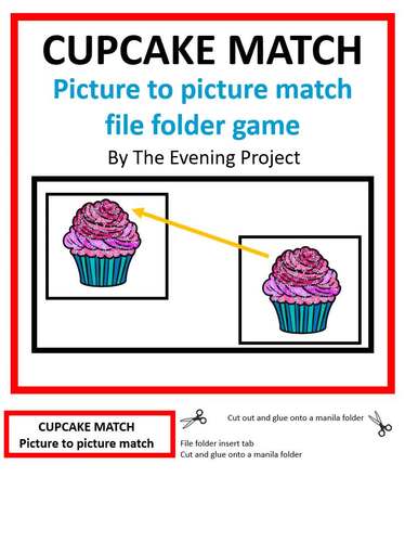CUPCAKE MATCH FILE FOLDER GAME FOR KINDERGARTEN & SPEC. EDUCATION
