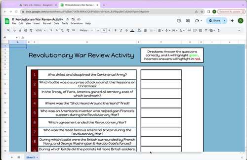 American Revolutionary War Online Review Game by Coach S History Hub
