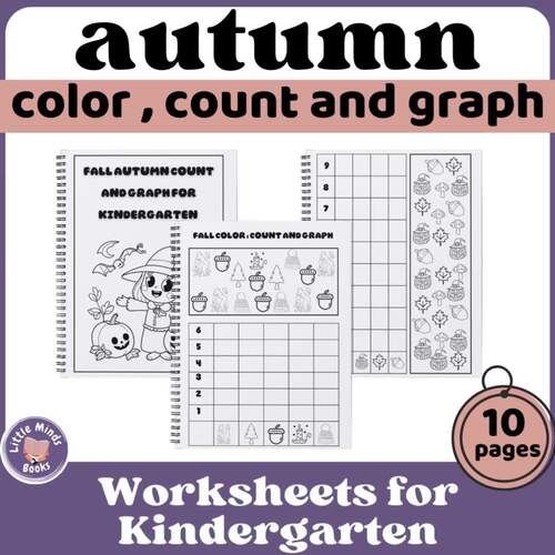 fall autumn color , count and graph Worksheets for Kindergarten | TPT