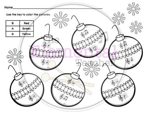 Holiday Ornament Color By Note Treble Clef Music Activity | TPT