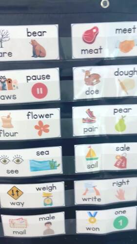 Illustrated Homophone Word Wall Cards for a 1st Grade Pocket Chart (18 ...