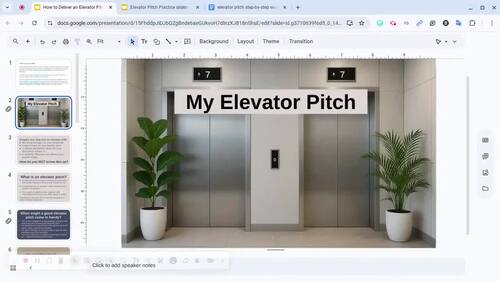 First Day of School Elevator Pitch Activity - High School- Student ...