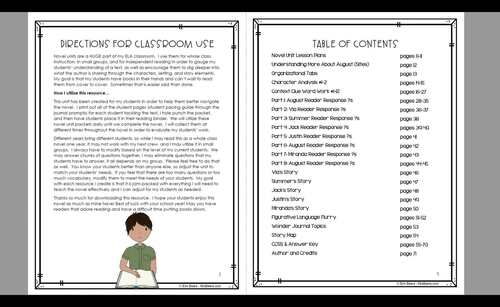 Wonder by RJ Palacio Novel Study Unit | TPT