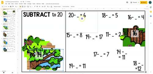 Missing Subtrahend Subtraction Facts to 20 Digital Math Facts Jigsaw ...