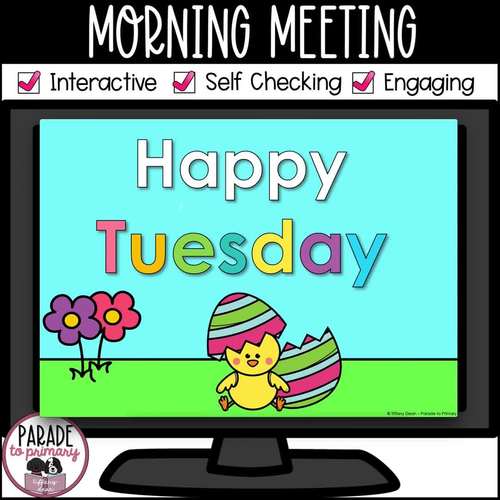 DIGITAL Morning Meeting - EASTER - Interactive & Animated - Kindergarten