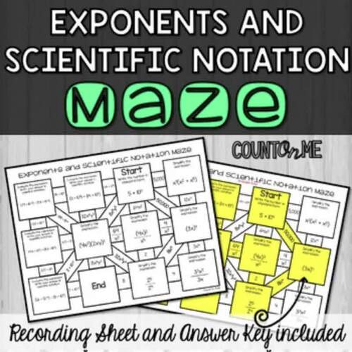No Prep Exponents and Scientific Notation Review Maze by Thriving ...