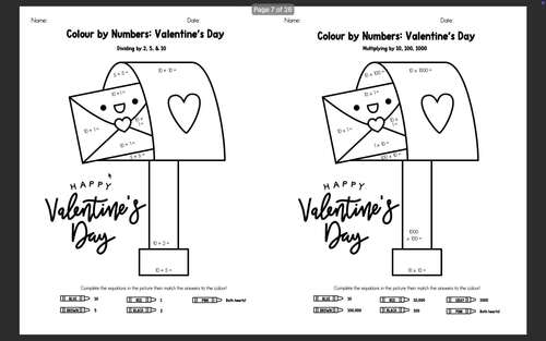 Ontario Math | Valentines Day Colour by Number Activities | Multiply ...