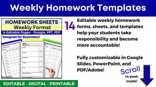 Weekly Homework Sheet Template, 14 Editable Pages, Google Slides, PPT, PDF Weekly Homework Sheet Template, 14 Editable Pages, Google Slides, PPT, PDF