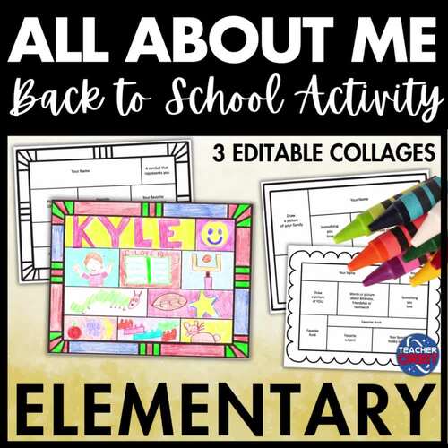 All About Me Poster Activity Back to School Collage Elementary Icebreaker