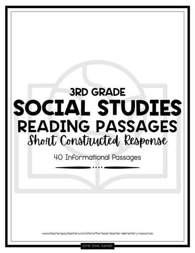 40 SHORT CONSTRUCTED RESPONSE READING PASSAGES | SOCIAL STUDIES SCR ...