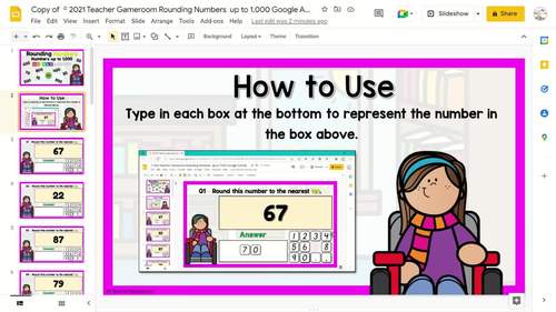 Rounding Numbers up to 1,000 Google Activity by Teacher Gameroom