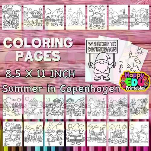 Copenhagen Summer Gnome Coloring Pages – 38 Printable Sheets | Denmark ...