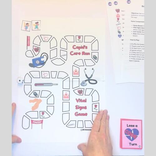 Valentine's Day Themed Vital Signs Board Game for Health Science and CNAs