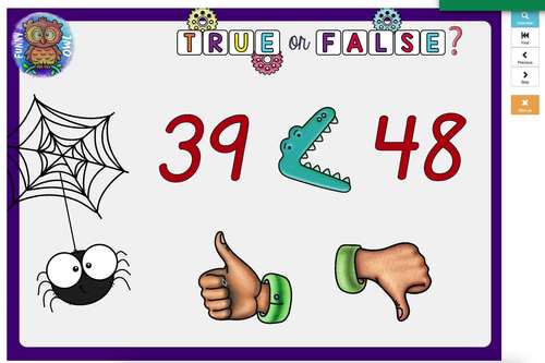 Comparing 2-digit Numbers | Boom Cards | Compare Numbers True or False Game