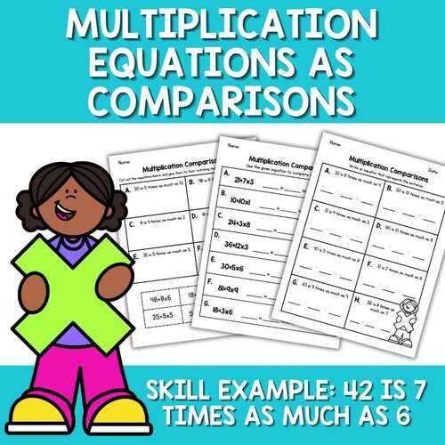 Multiplication Equations as Comparisons | 4th Grade Math Worksheets 4 ...
