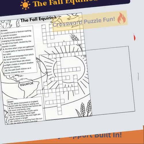 The Fall Equinox Puzzle Pack (Grades 4–7), Reading, Vocabulary & Puzzles