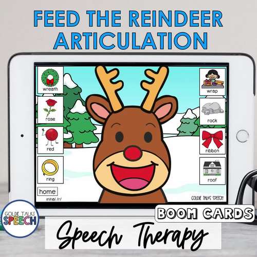 Feed the Reindeer Articulation Boom Cards | Speech Therapy | TPT