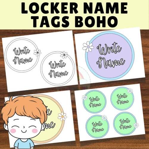 Locker Name Tags Boho | Editable Classroom Labels | Back to School