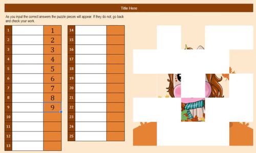 Autumn Unicorn BLOCK Puzzle - Google Sheets Digital Mystery Template