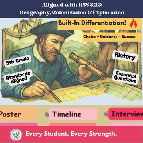 HSS 5.2.3 PBL Choice Board- Exploration & Trade Routes, 6 Creative Projects