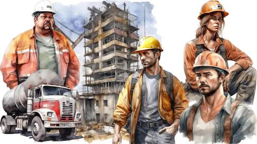 Watercolor Construction Clipart Set of 20 Files by ArtisticTimberStudio