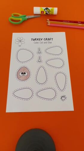 Turkey Craft: Thanksgiving Worksheet | Color, Cut & Glue | Thanksgiving ...