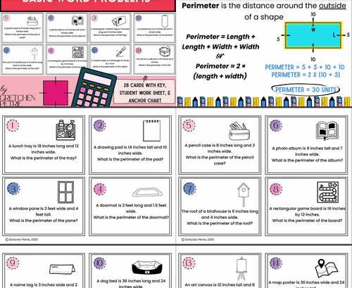 Finding Perimeter Center Games Task Cards Basic Word Problems & Anchor ...
